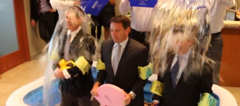 McLeish Orlando does the Ice Bucket Challenge in a pool